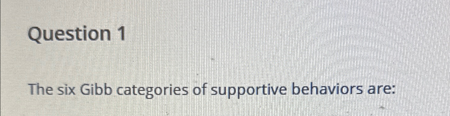 Solved Question 1The six Gibb categories of supportive | Chegg.com