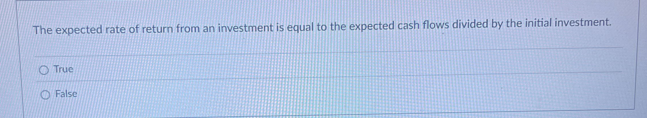 Solved The expected rate of return from an investment is | Chegg.com