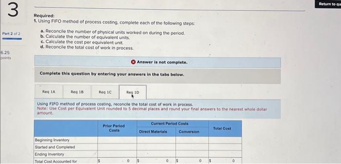 Solved Required: 1. Using FIFO method of process costing. | Chegg.com