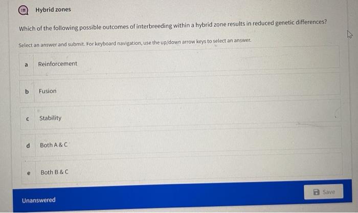 Solved Hybrid zones Which of the following possible outcomes | Chegg.com