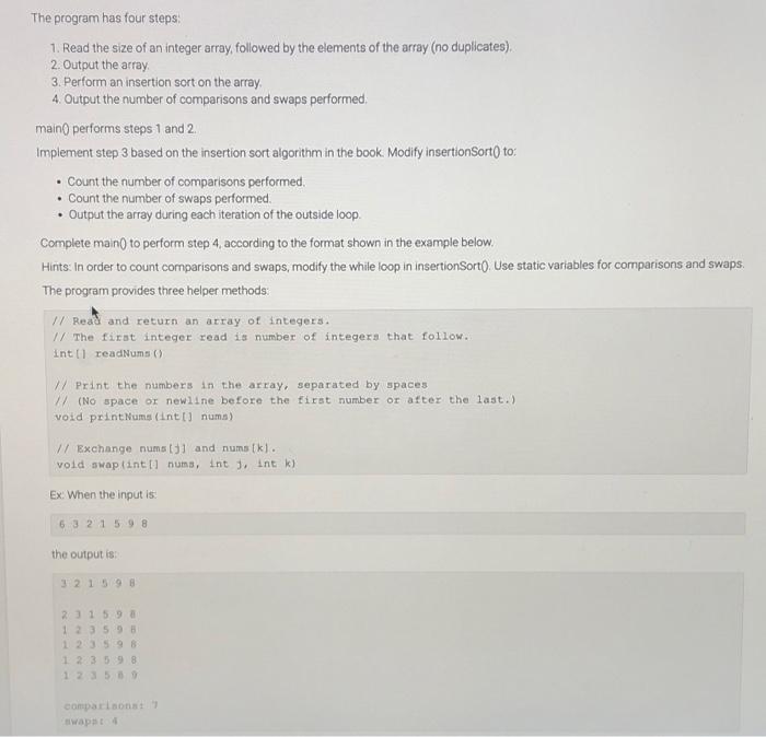 Solved The program has four steps: 1. Read the size of an | Chegg.com