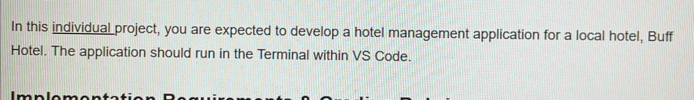 Solved In this individual project, you are expected to | Chegg.com