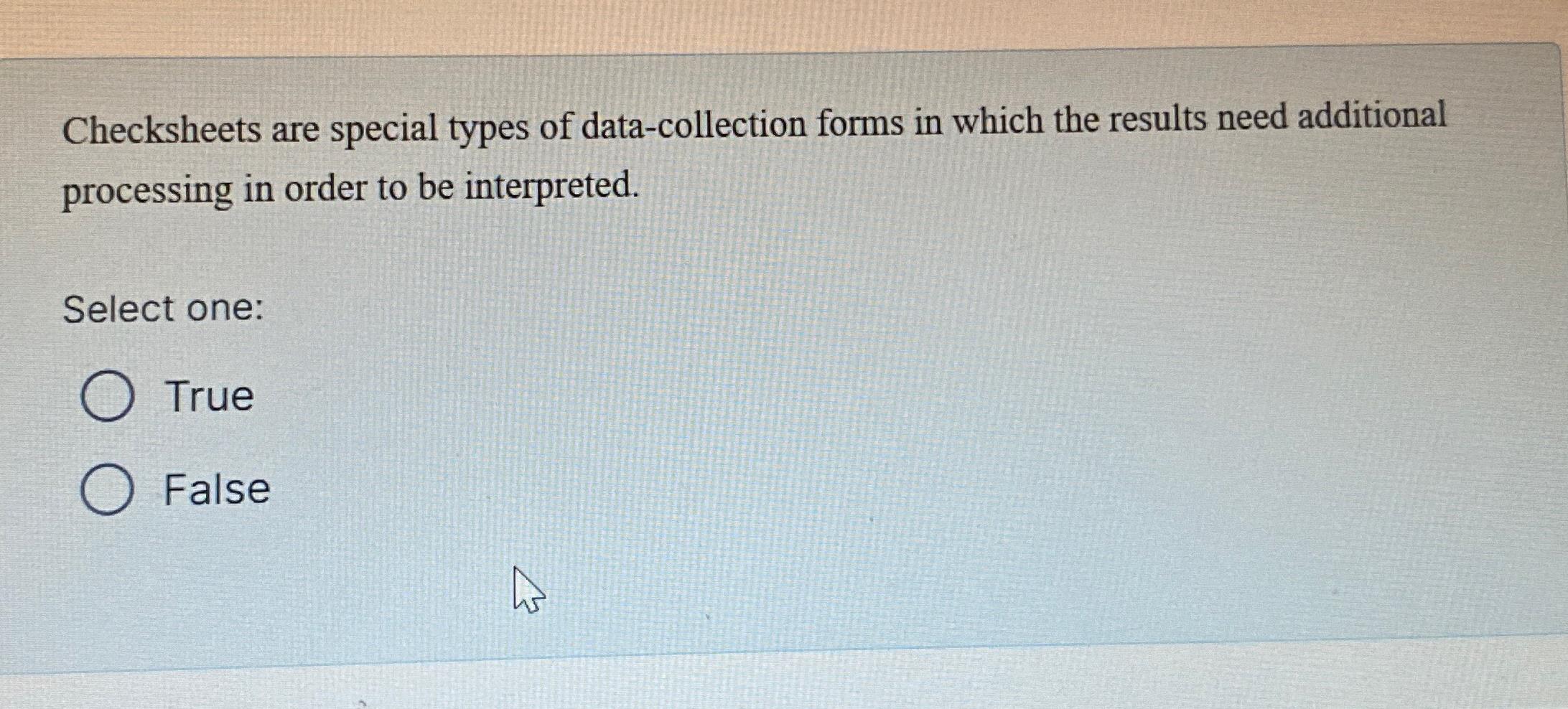 Solved Checksheets are special types of data-collection | Chegg.com