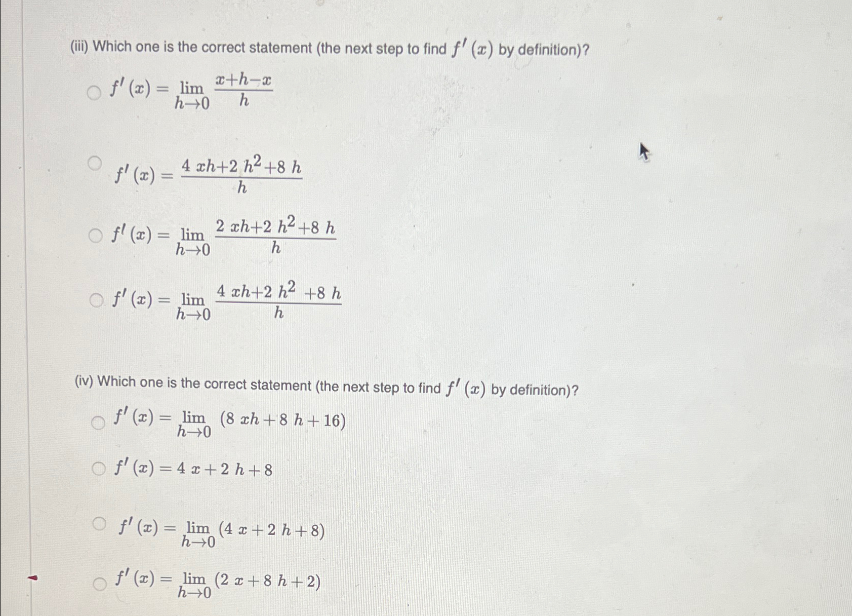 Solved Let f(x)=2x2+8x+2. ﻿We will use the definition of | Chegg.com