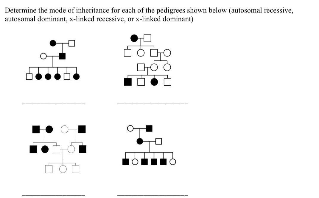 Solved Determine the mode of inheritance for each of the | Chegg.com