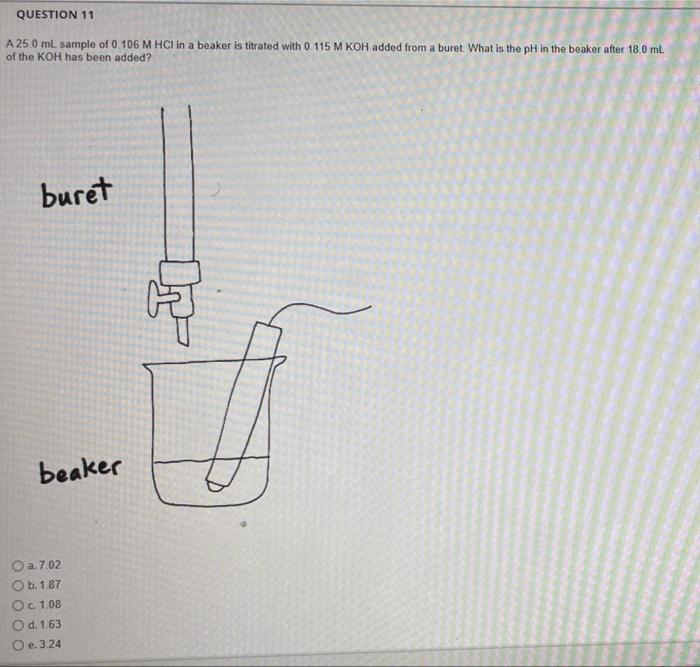 Solved A 25.0mL sample of 0.106 M HCl in a beaker is | Chegg.com