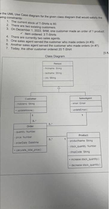 V the UML Use Case diagram for the given class | Chegg.com