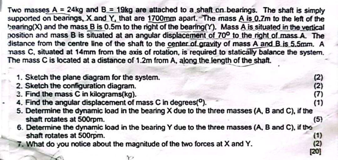 Solved Two masses \\( A=24 \\mathrm{~kg} \\) and \\( B=19 | Chegg.com