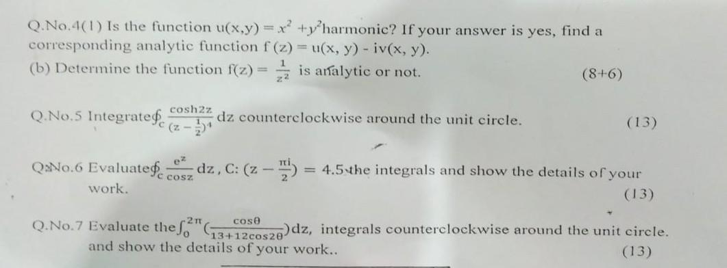Solved Q. No.4(1) Is the function u(x,y)=x2+y2 harmonic? If | Chegg.com