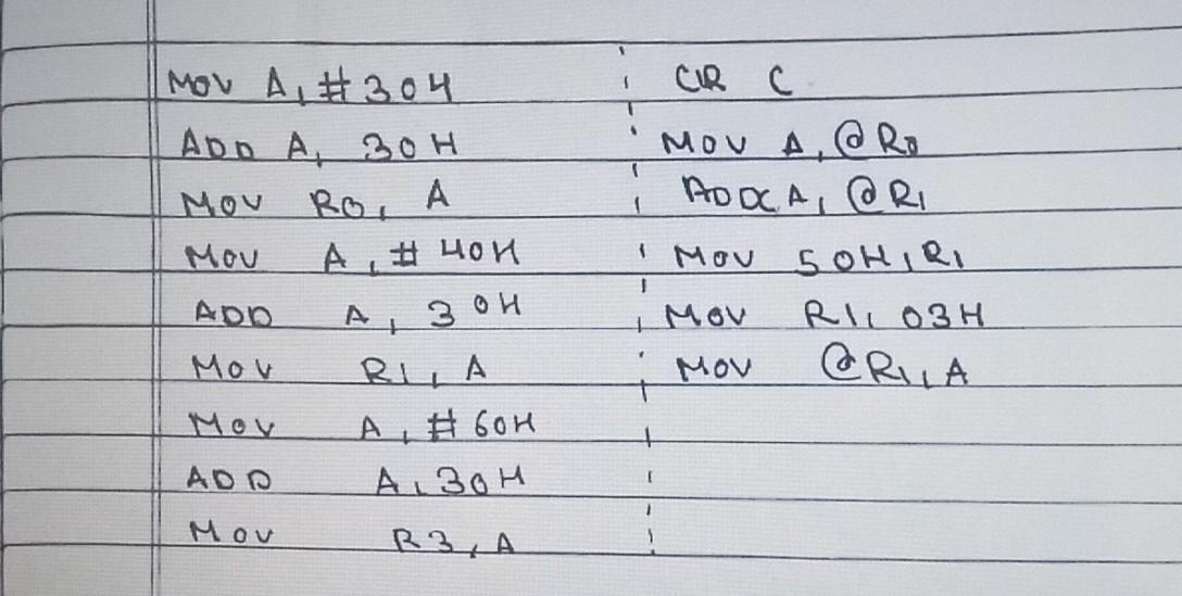 Solved Q - quintr write on 8051 ALP to add two multi-byte | Chegg.com