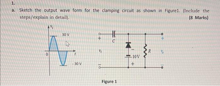 Solved 1. a. Sketch the output wave form for the clamping | Chegg.com