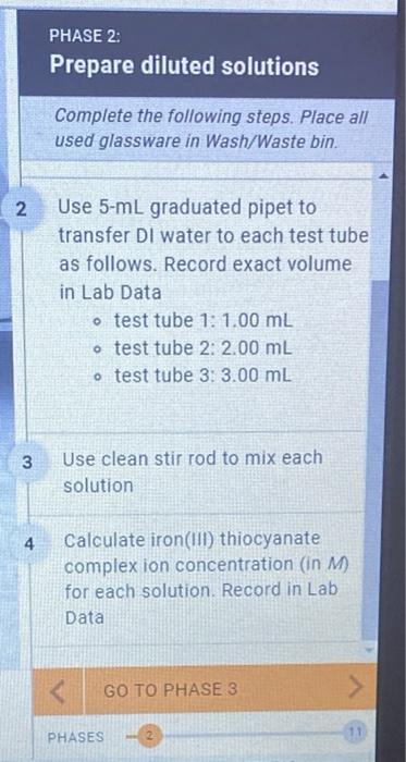 Solved St2 Use 5-mL graduated pipet to transfer DI water to | Chegg.com