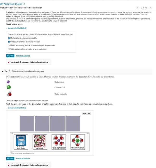 M107 Assignment Chapter 13 troduction to Solubility | Chegg.com
