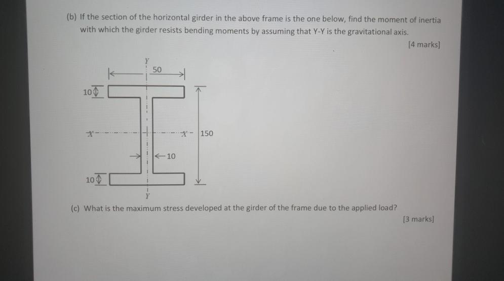 Solved (b) If the section of the horizontal girder in the | Chegg.com