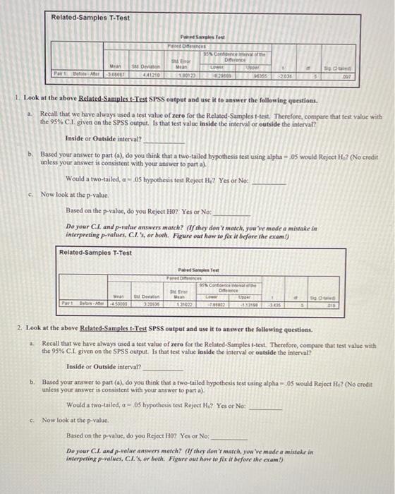 Solved 1. Look at the above Related-Samples t-Test SPSS | Chegg.com