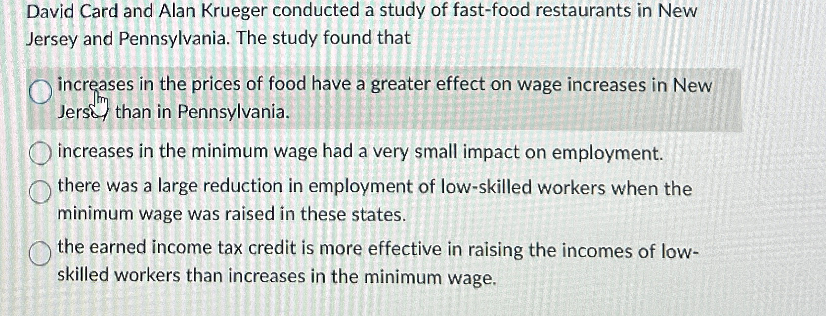 Solved David Card and Alan Krueger conducted a study of | Chegg.com