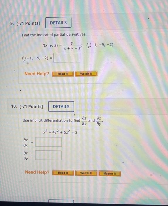 Solved Find the indicated partial derivatives. | Chegg.com