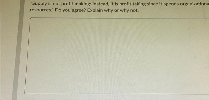 Solved "Supply is not profit making: instead, it is profit | Chegg.com