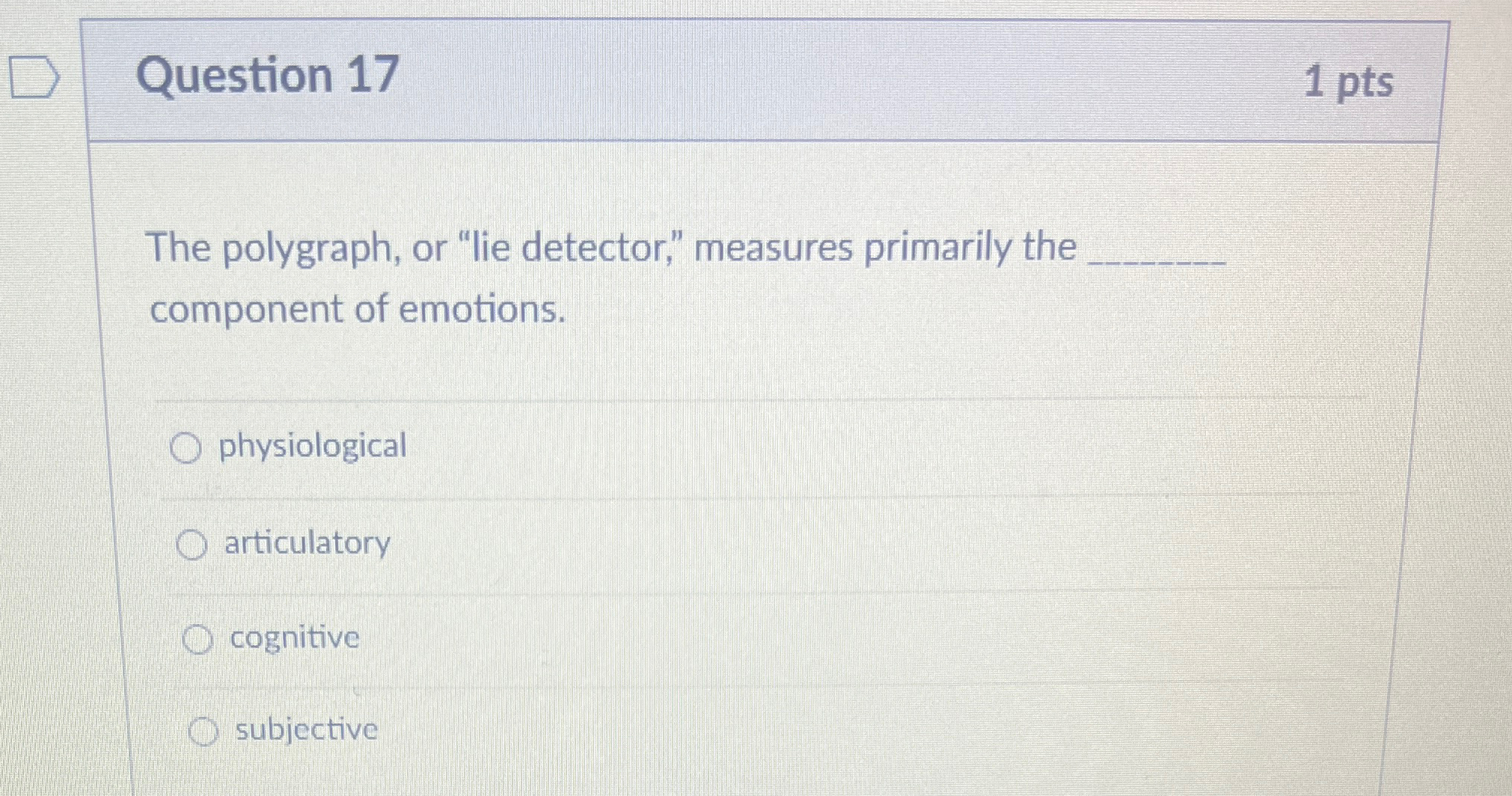 Solved Question 171 ﻿ptsThe polygraph, or "lie detector," | Chegg.com