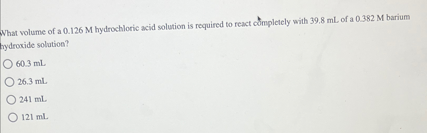 Solved What volume of a 0.126M ﻿hydrochloric acid solution | Chegg.com