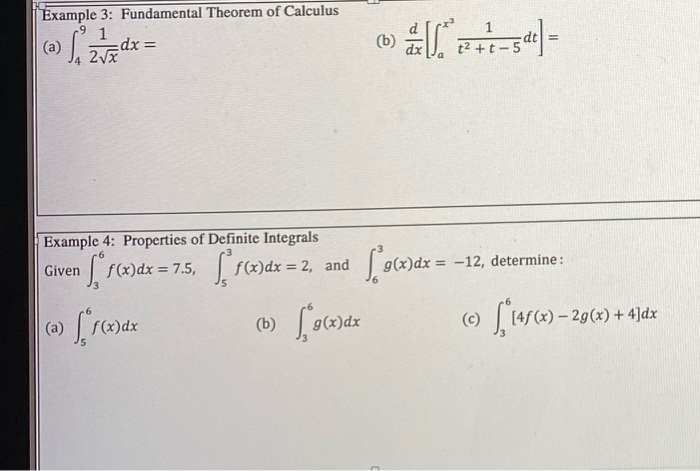 Solved Example 3: Fundamental Theorem of Calculus (a) 1 dx = | Chegg.com