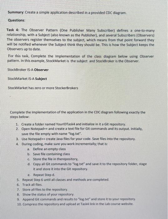 Solved Summary: Create a simple application described in a | Chegg.com