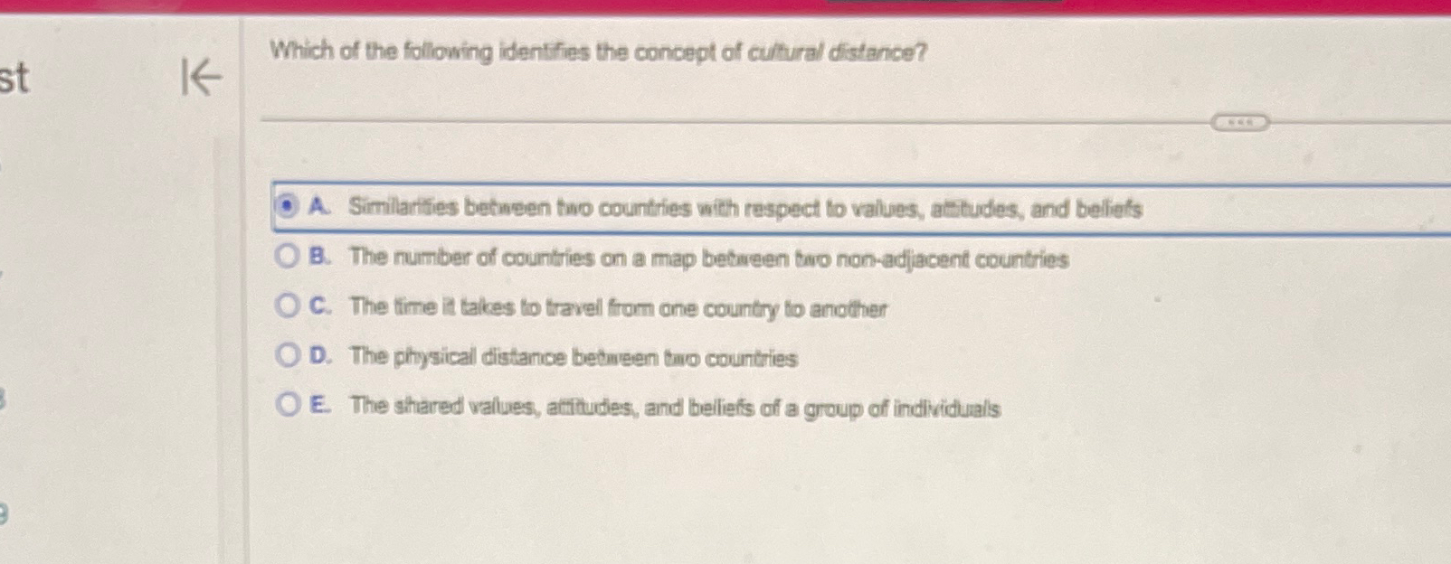 Solved Which of the following identifies the concept of | Chegg.com