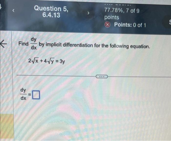 Solved Find dxdy by implicit differentiation for the | Chegg.com