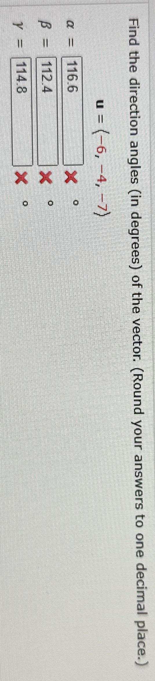 Solved Find the direction angles (in degrees) ﻿of the | Chegg.com