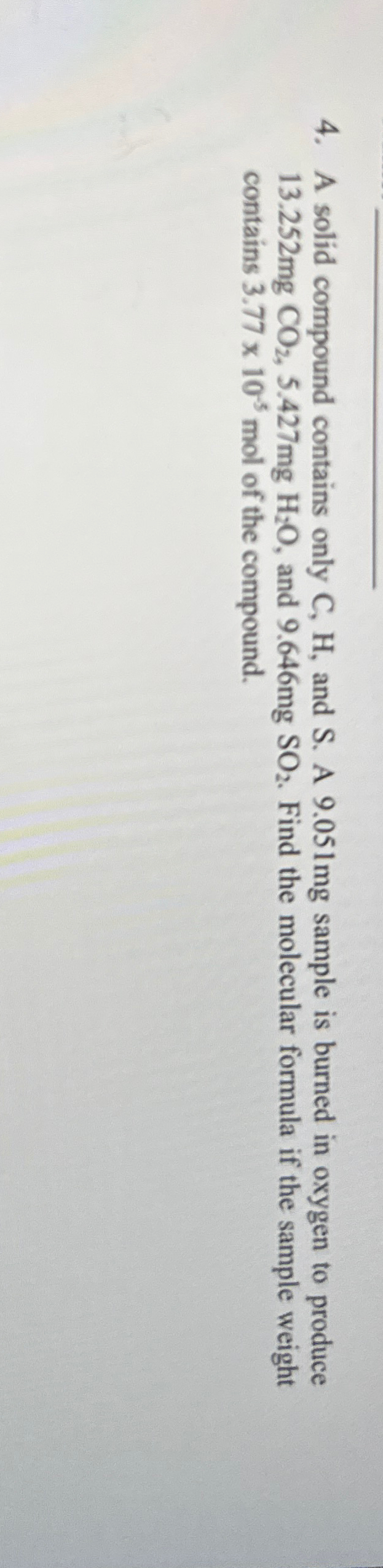 Solved A solid compound contains only C, ﻿H, ﻿and S. ﻿A | Chegg.com