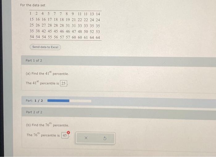 Solved For the data set Part 1 of 2 (a) Find the 41st | Chegg.com