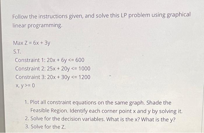 Solved Follow the instructions given, and solve this LP | Chegg.com