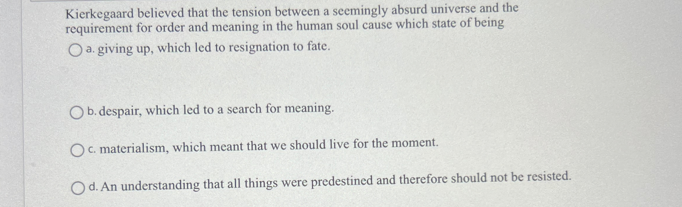 Solved Kierkegaard believed that the tension between a | Chegg.com