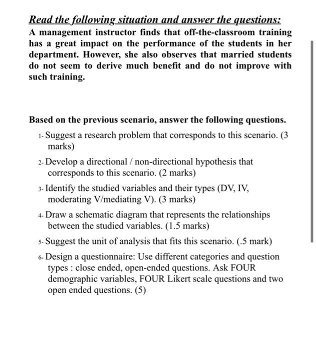 Solved Read the following situation and answer the | Chegg.com