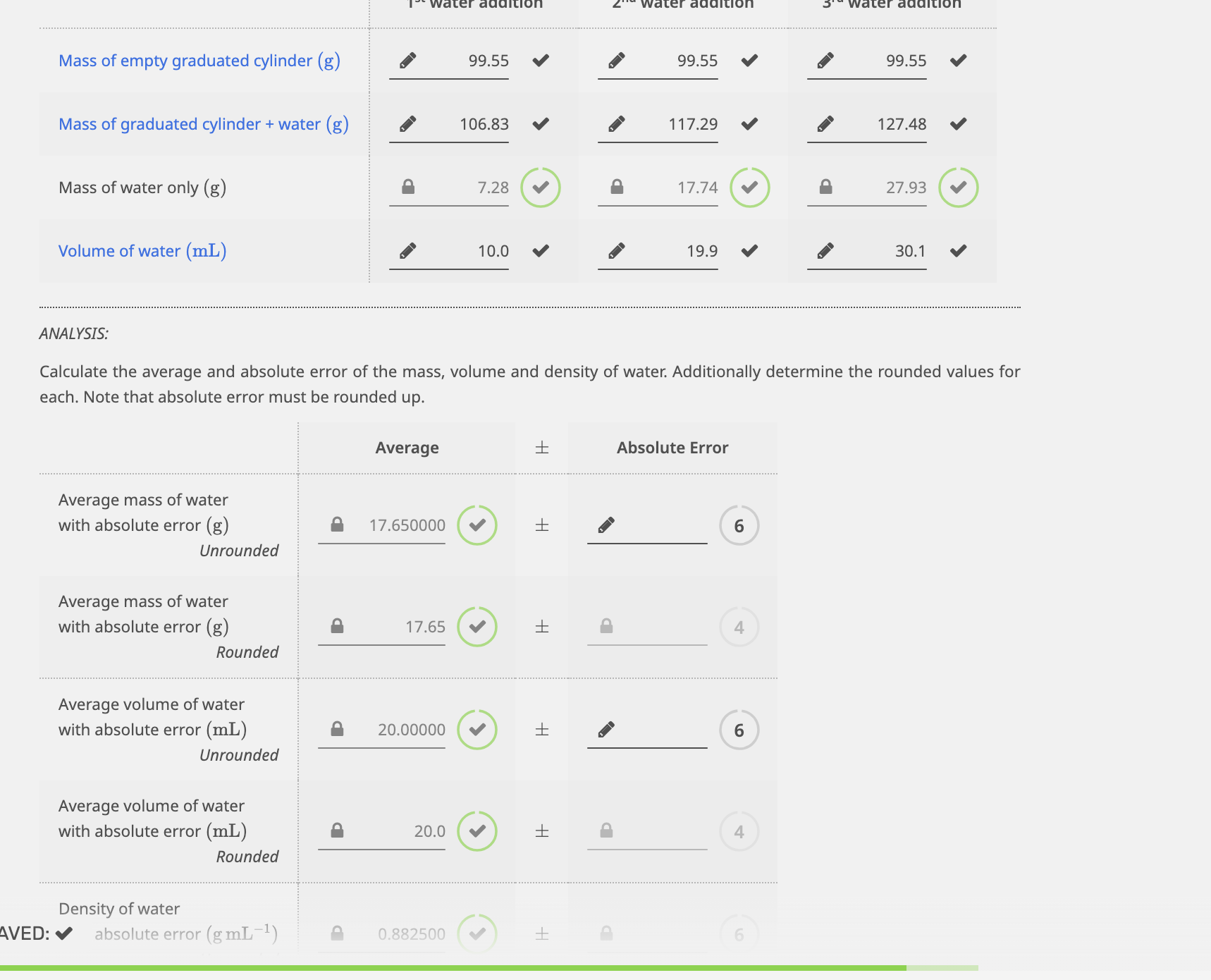 Solved Calculate the average and absolute error of the mass, | Chegg.com