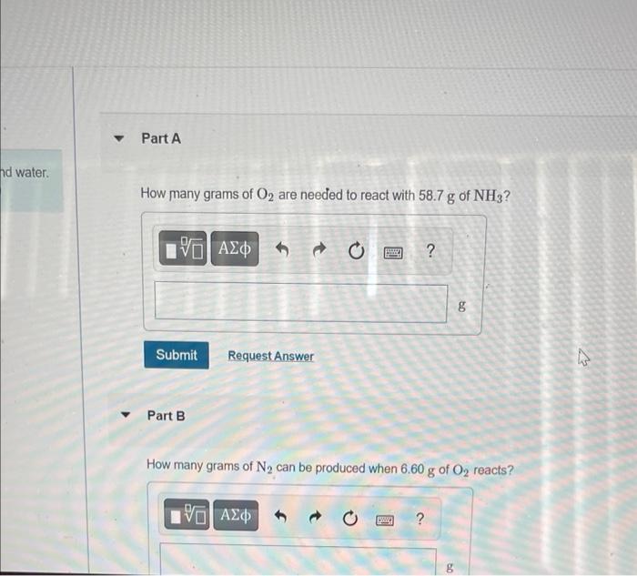 Solved How many grams of O2 are needed to react with 58.7 g | Chegg.com
