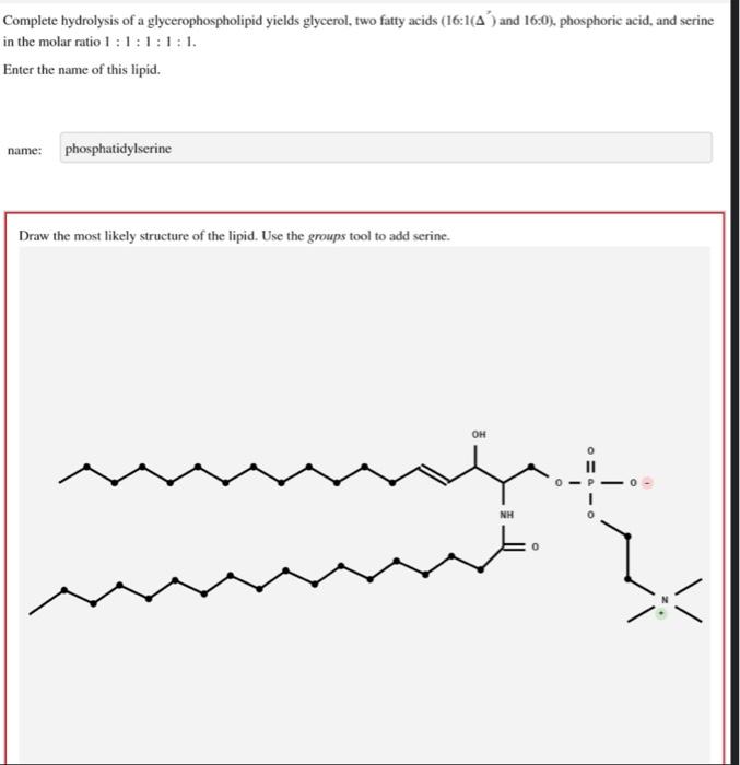 Complete hydrolysis of a glycerophospholipid yields | Chegg.com