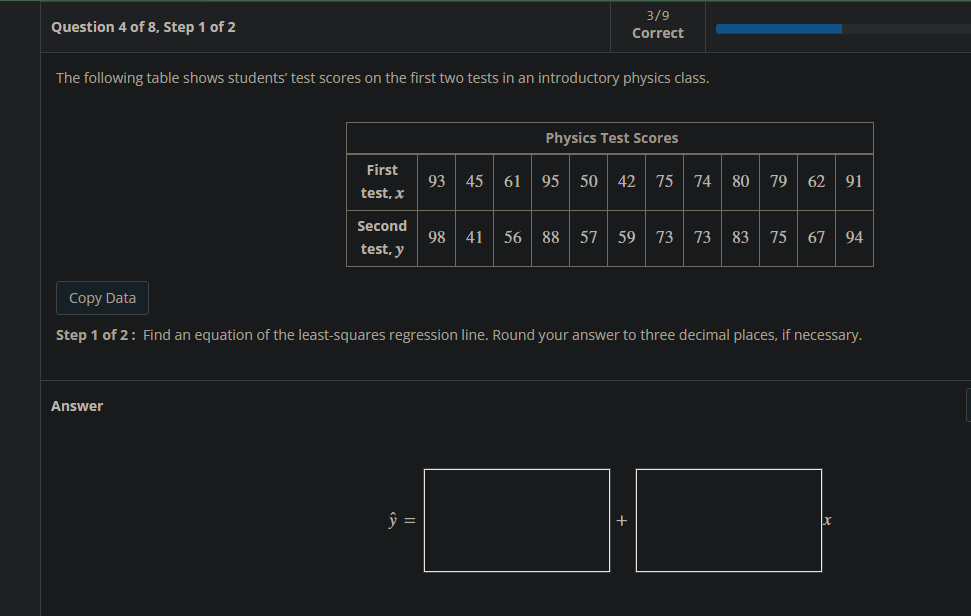 Solved Question 4 ﻿of 8, ﻿Step 1 ﻿of 2The following table | Chegg.com