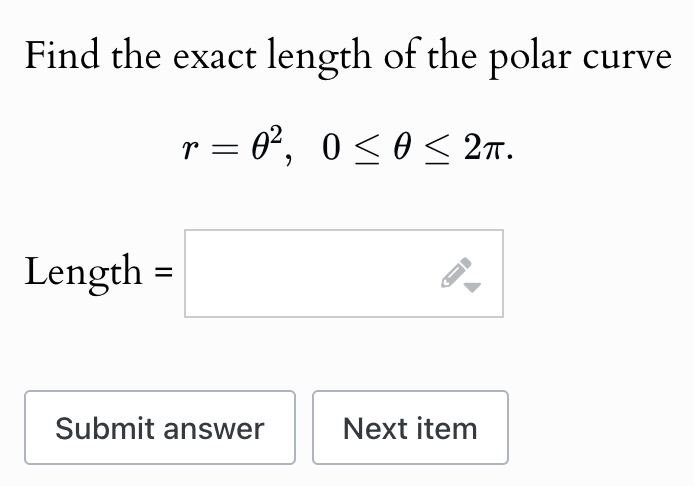 Solved Find the exact length of the polar | Chegg.com