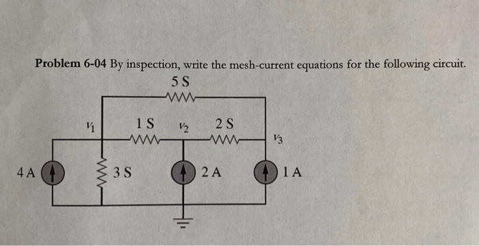 Solved Problem 6-04 By inspection, write the mesh-current | Chegg.com Solved Problem 6-04 By inspection, write the mesh-current | Chegg.com
