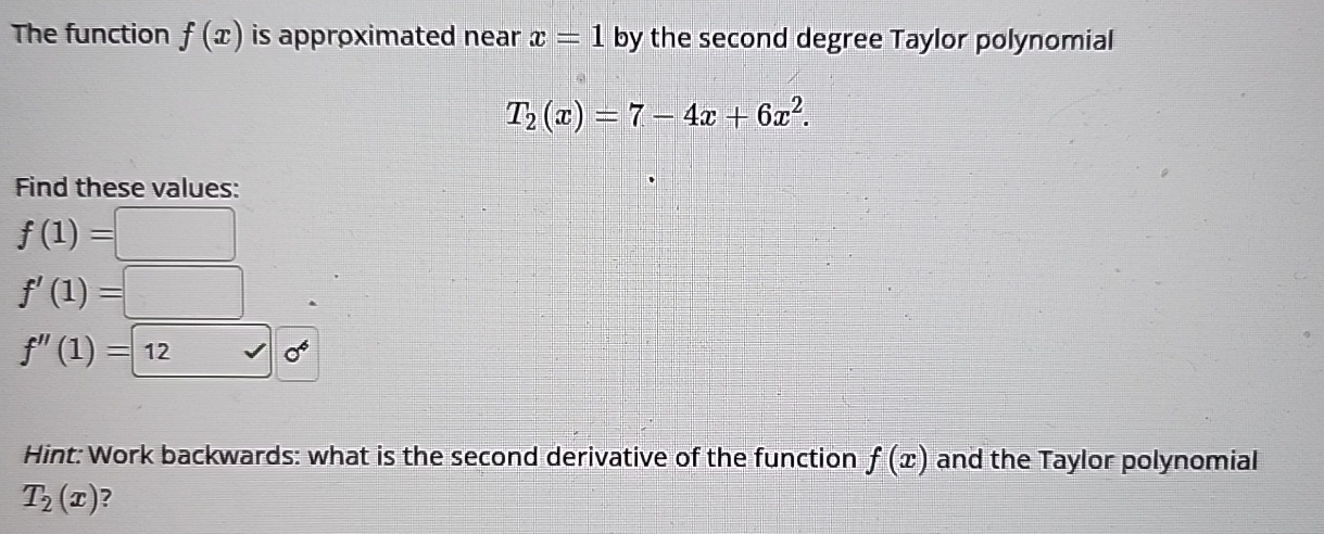 Solved The function f(x) ﻿is approximated near x=1 ﻿by the | Chegg.com
