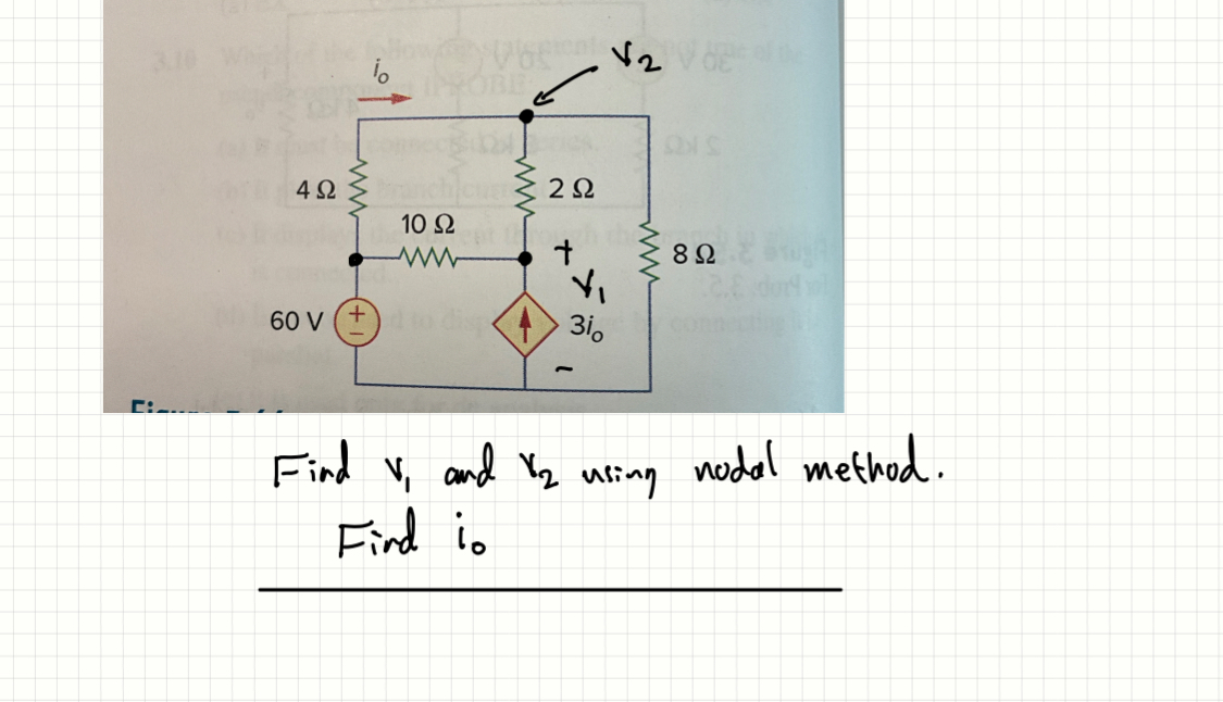 Solved Find v1 ﻿and v2 ﻿using nodd method.Find i0 | Chegg.com