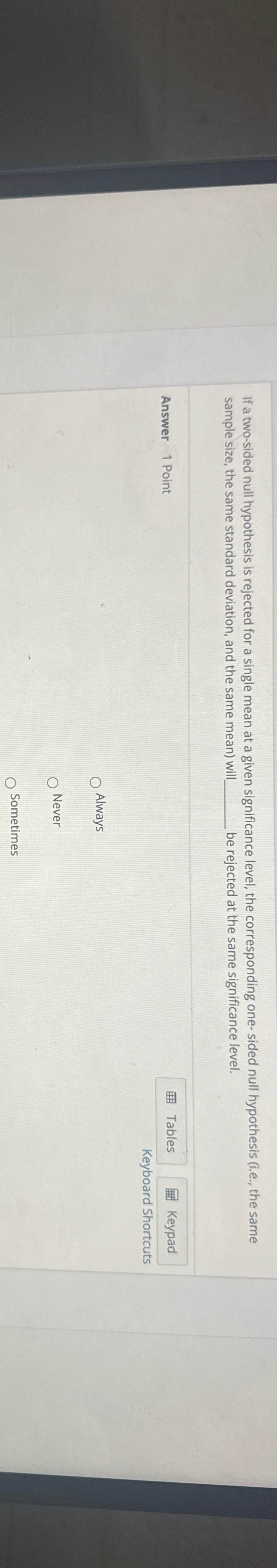 Solved If a two-sided null hypothesis is rejected for a | Chegg.com