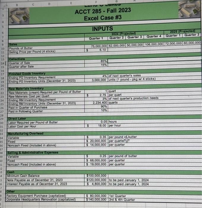 Solved ACCT 285 - Fall 2023 Excel Case \#3 | Chegg.com