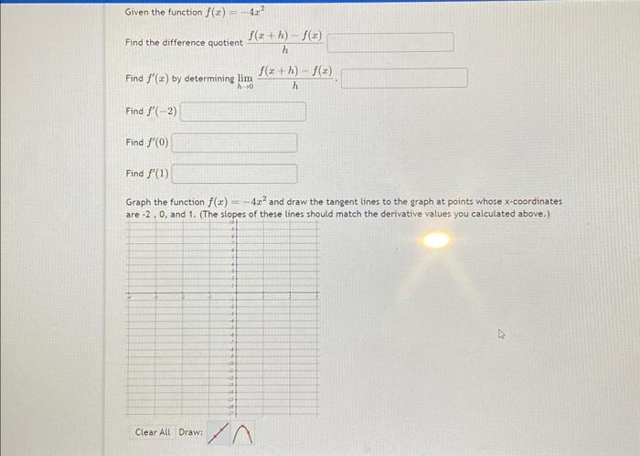 Solved Given the function f(x)=−4x2 Find the difference | Chegg.com