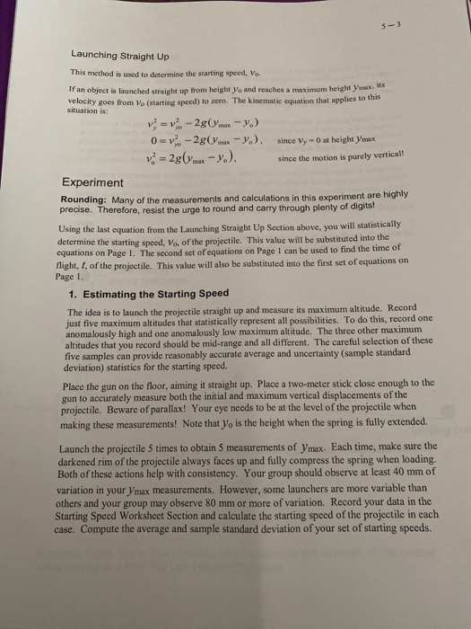 Lab 5: Projectile Motion Objective: Predict where a | Chegg.com