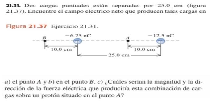 Solved 21.31. Dos cargas puntuales están separadas por 25.0 | Chegg.com