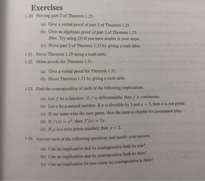 Solved Exercises 1-20. Proving part 2 of Theorem 1.25. (a) | Chegg.com