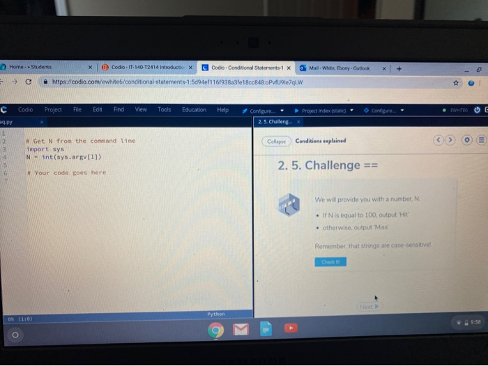 Solved O Home-Students Codio IT-140-T2414 Introductio | Chegg.com