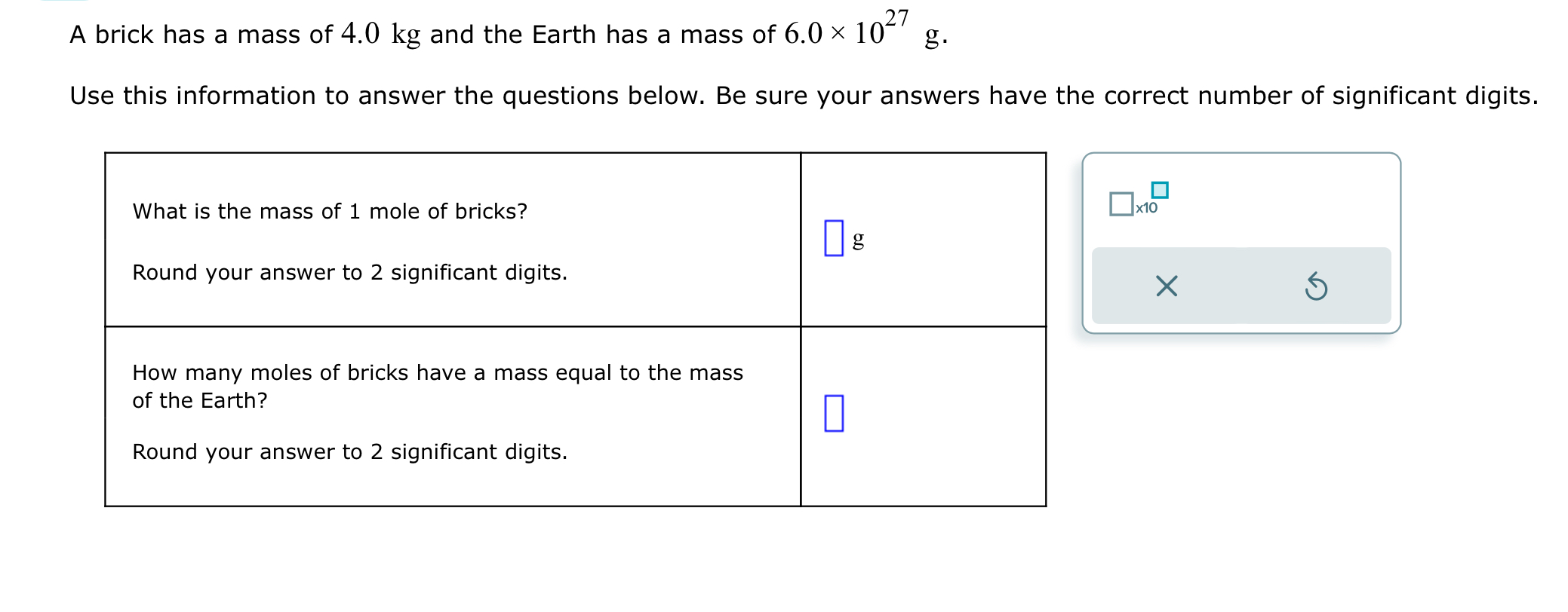 Solved A brick has a mass of 4.0kg ﻿and the Earth has a mass | Chegg.com